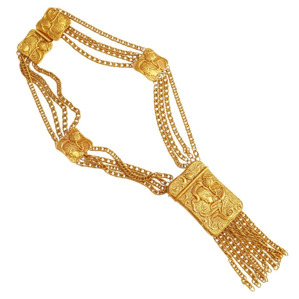 Gilded Art Nouveau Multistrand Necklace With Chain Fringe By Lucien Pi ...