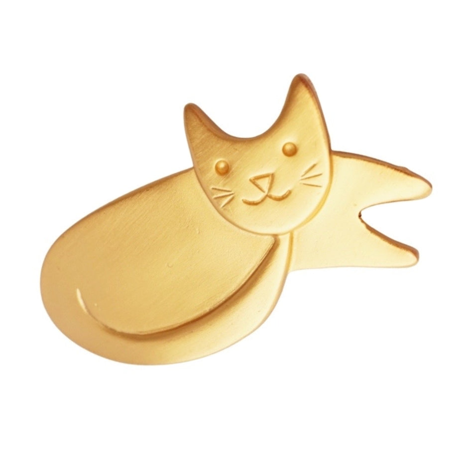 Matte Gold Figural Cat Brooch By Anne Klein, 1980s – Stylemined