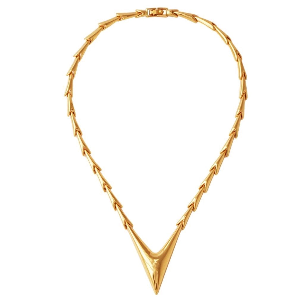 Gilded Modernist Chevron Link Chain Necklace By Monet, 1980s – Stylemined
