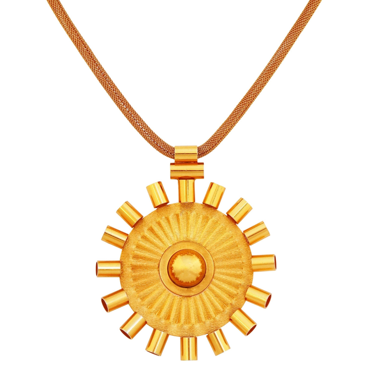 Massive Medallion Pendant Necklace With Mesh Chain By Kenneth Jay Lane ...